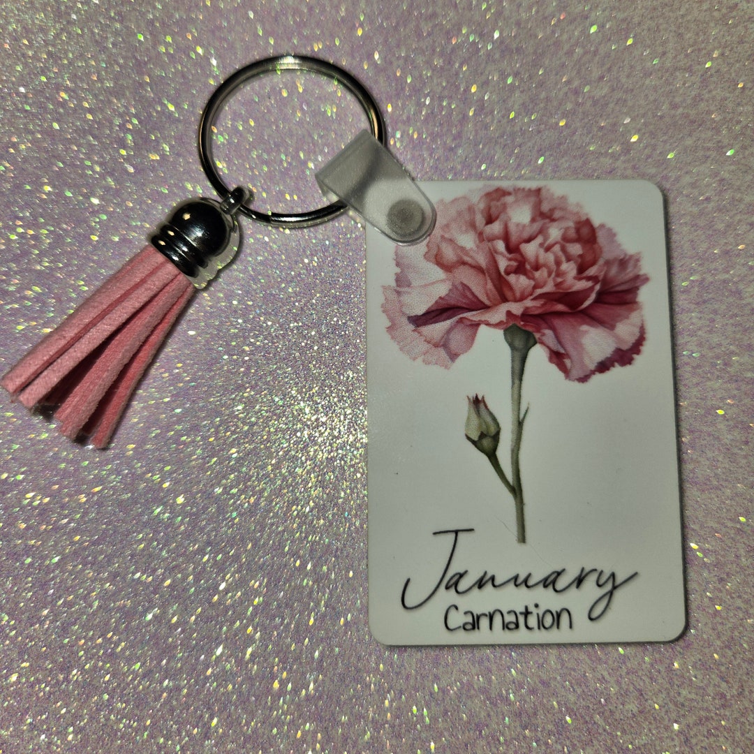 Birth Month Keychain, Flower of the Month Keychain - Etsy
