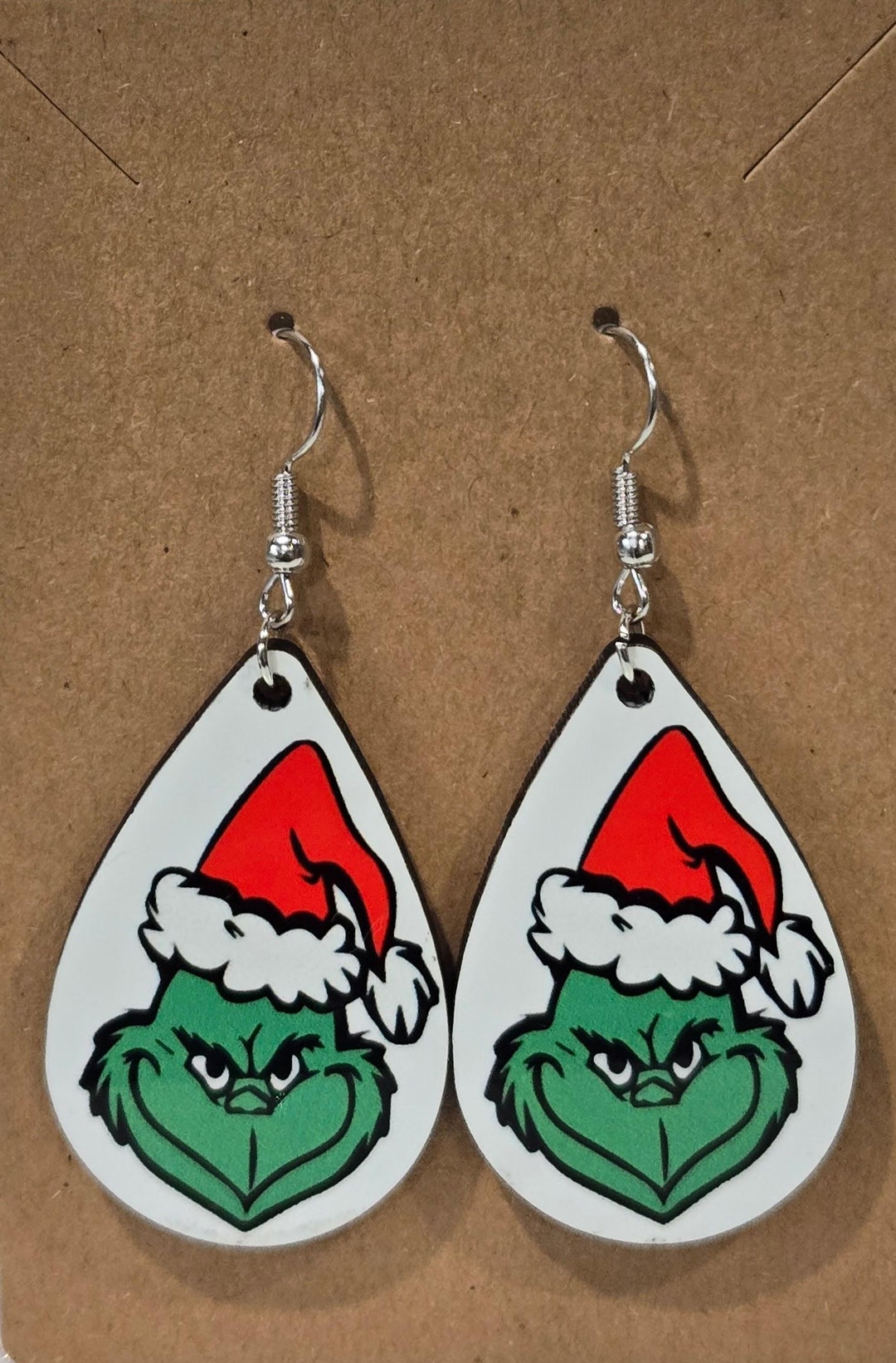 Winter Holiday Christmas Grinch Small Teardrop Wire or Stud Earrings ...