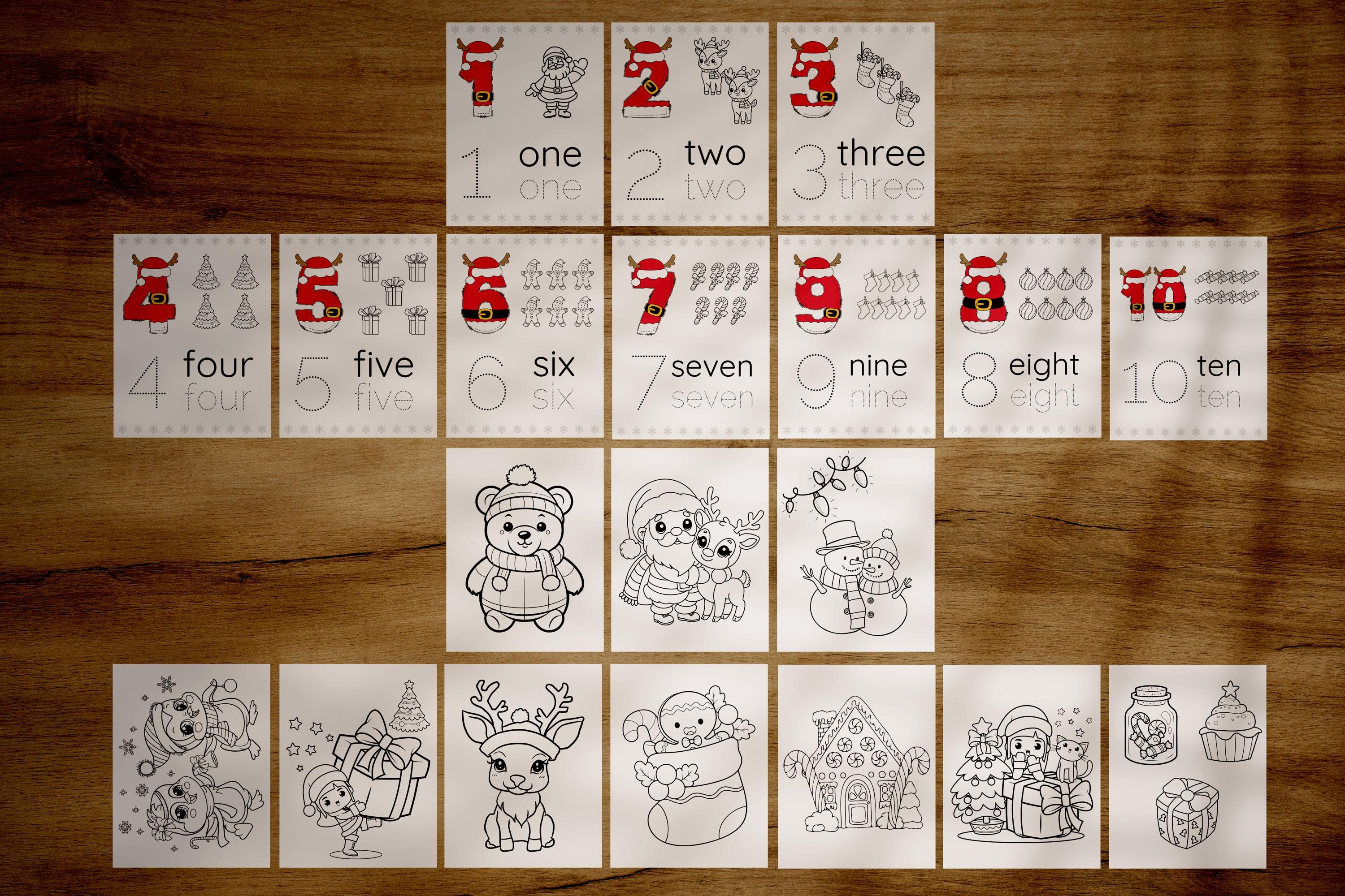 Christmas-themed Number Coloring Pages 1-10 english 10 Festive Holiday ...