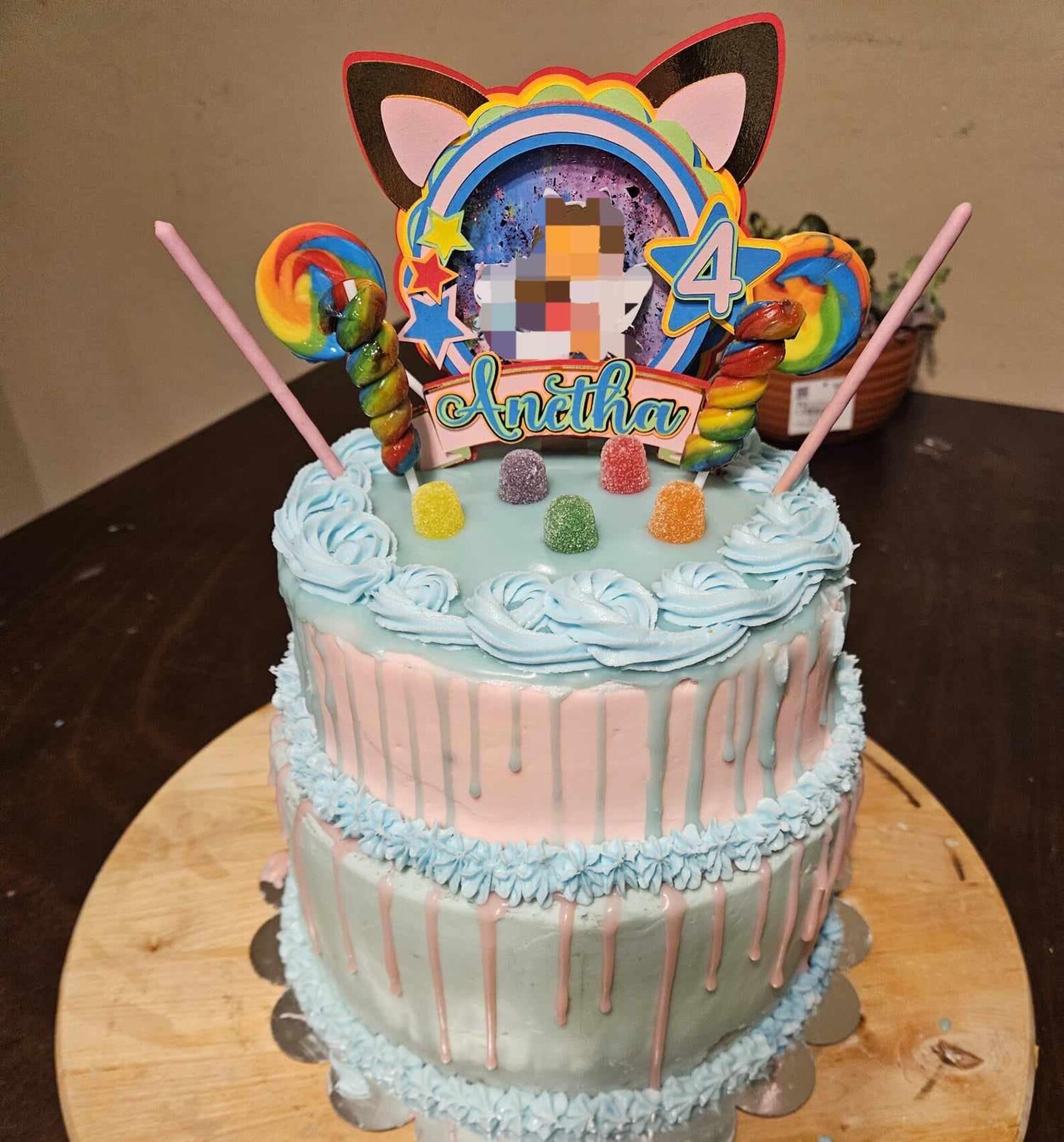 Rainbow Cake Topper Shaker With Cat Ears Add Any Character or Photo ...