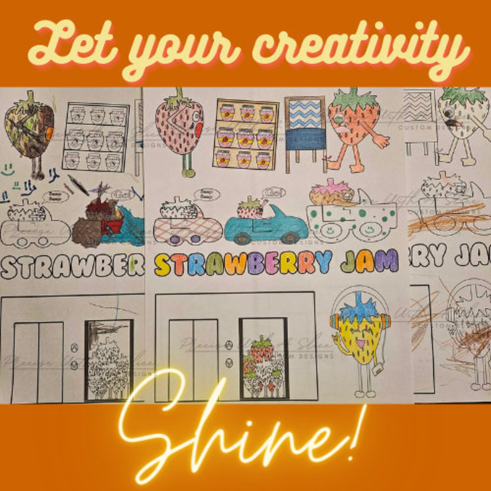 Strawberry Jam Coloring Page for Adult and Kid Coloring Activity ...