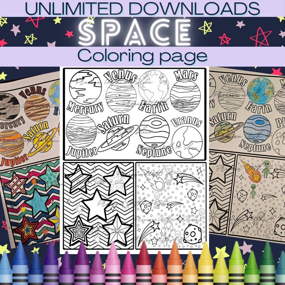 Star Coloring Page Space Kids Learning Activity Planets and Stars Space ...
