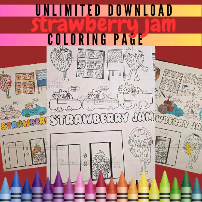 Strawberry Jam Coloring Page for Adult and Kid Coloring Activity ...