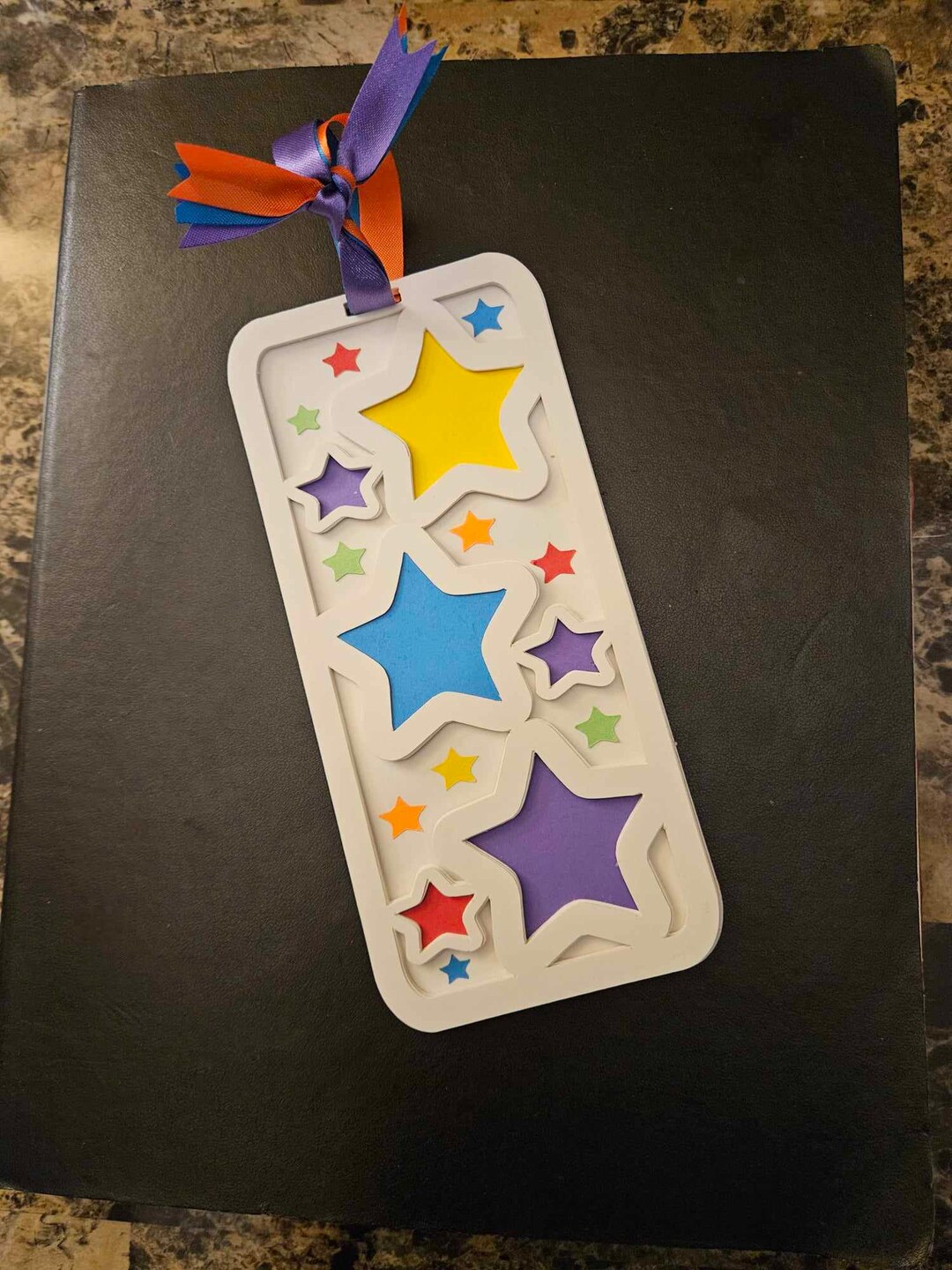 Rainbow Star Bookmark for Adults or Kids 3D Design Blue Black Page ...