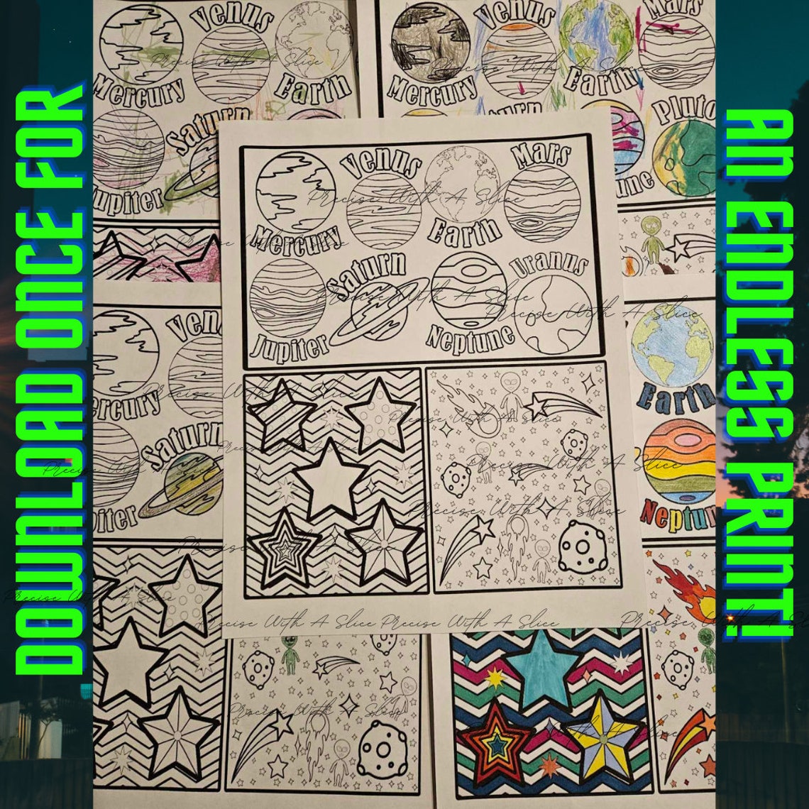 Star Coloring Page Space Kids Learning Activity Planets and Stars Space ...