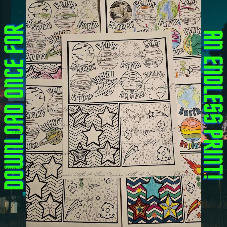 Star Coloring Page Space Kids Learning Activity Planets and Stars Space ...