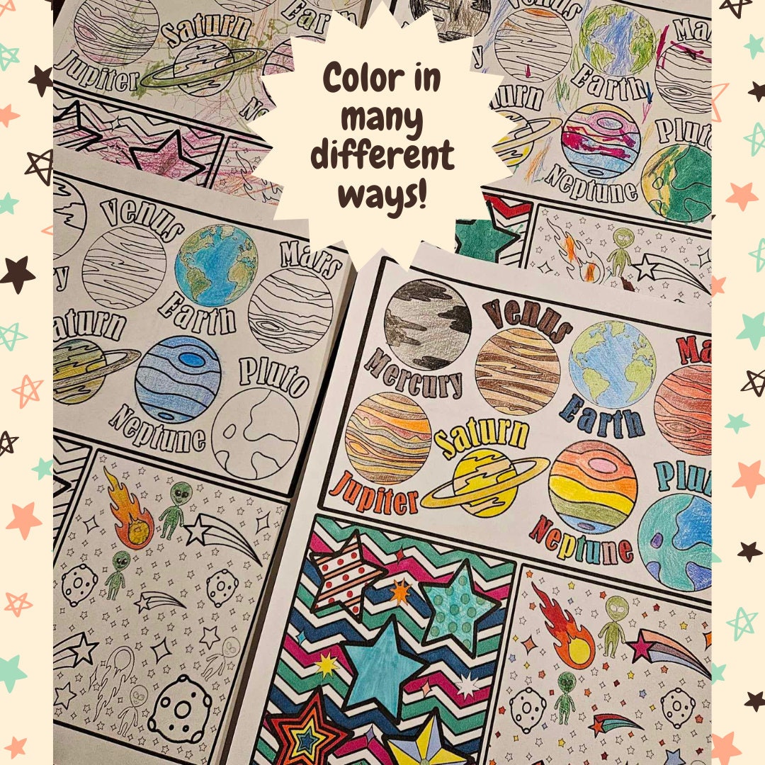 Star Coloring Page Space Kids Learning Activity Planets and Stars Space ...