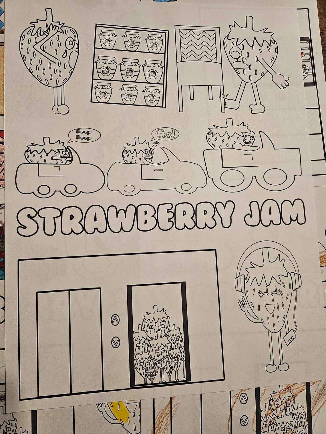 Strawberry Jam Coloring Page for Adult and Kid Coloring Activity ...