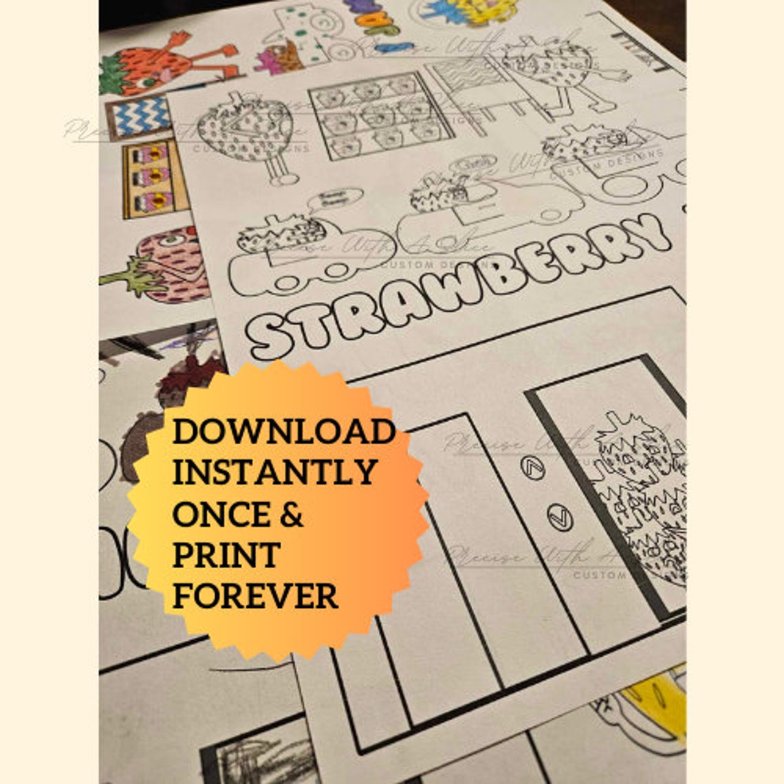 Strawberry Jam Coloring Page for Adult and Kid Coloring Activity ...