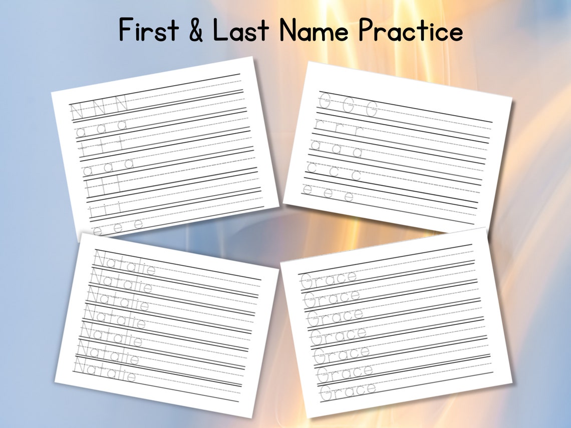 Custom Name Tracing Worksheet First and Last Name Spelling Writing ...