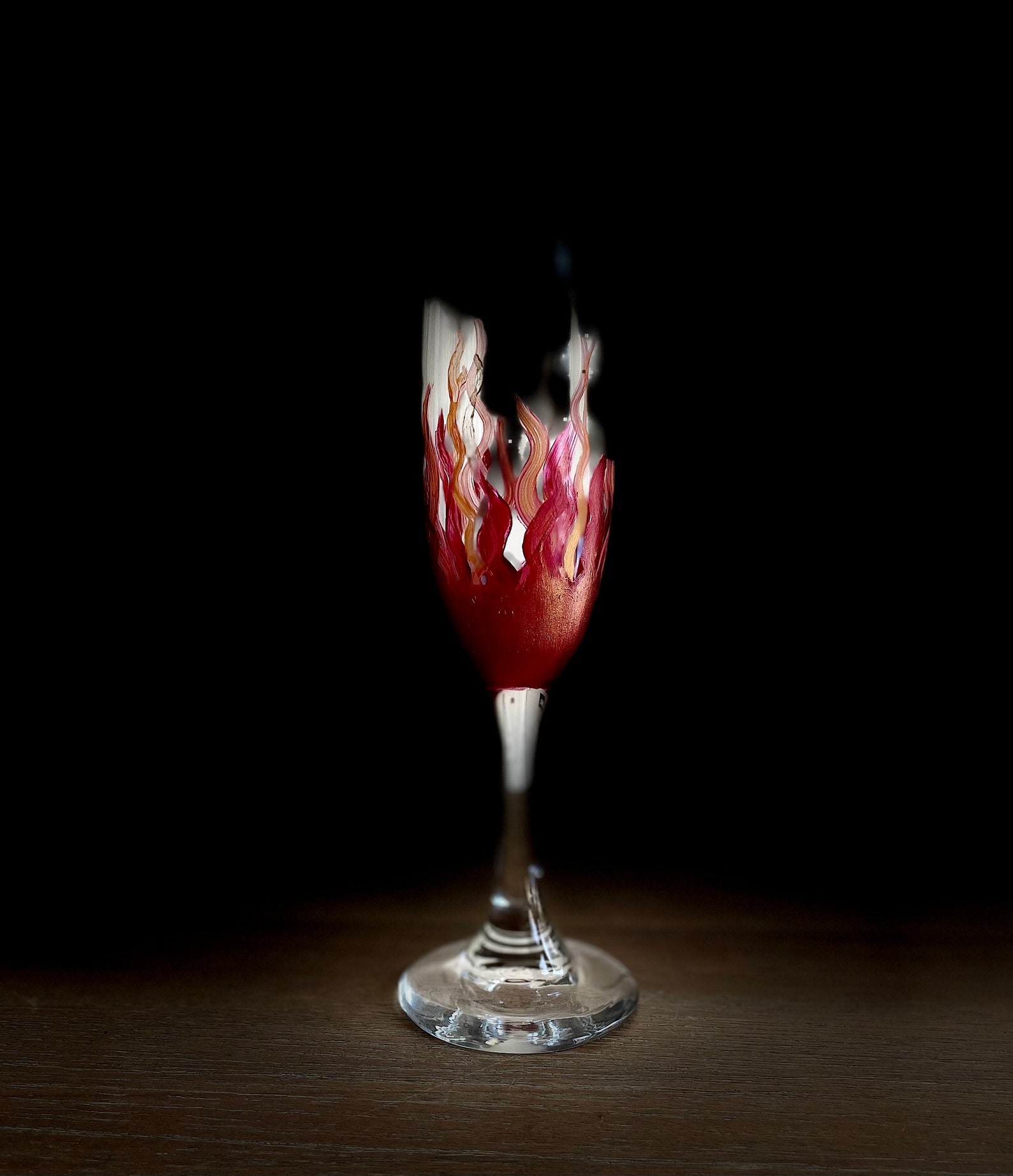 Hand-painted Flame Champagne Glass - Etsy