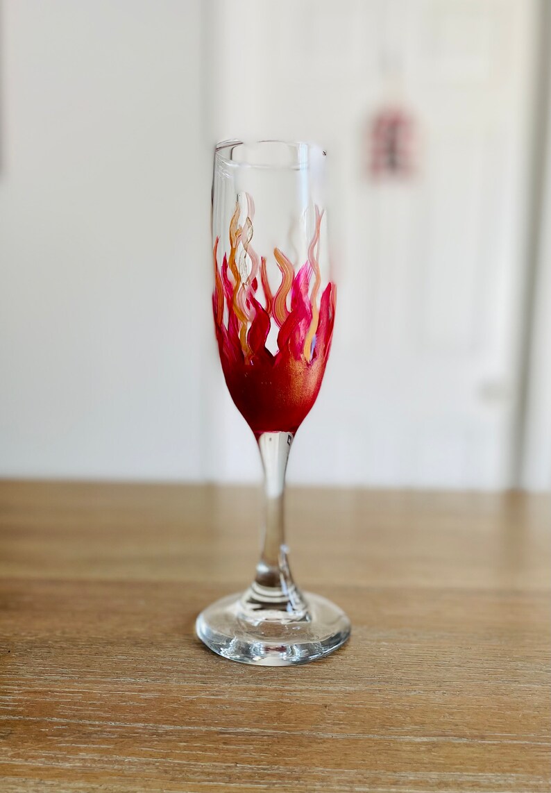 Hand-painted Flame Champagne Glass - Etsy