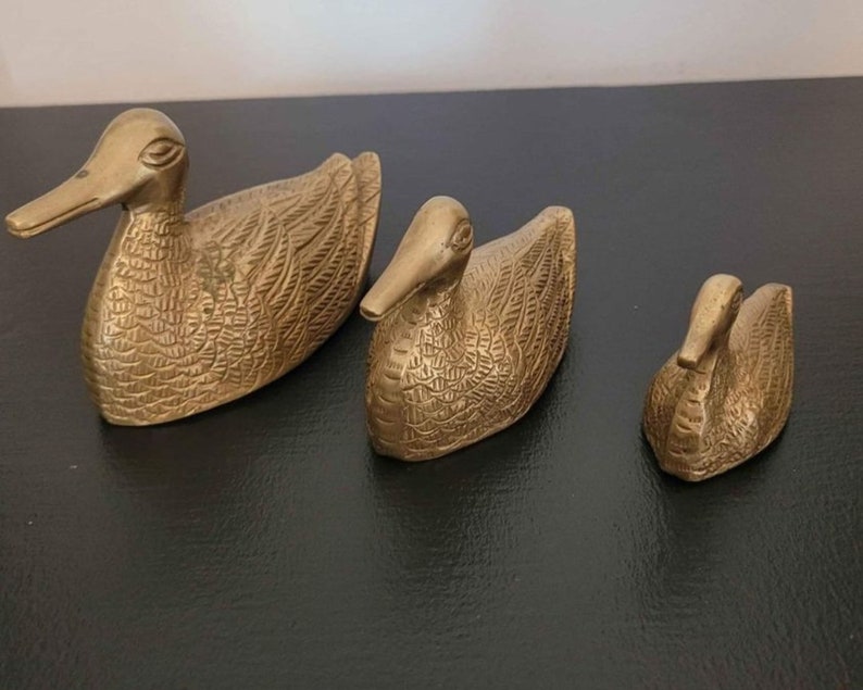 Vintage SOLID BRASS Duck Family Goose Geese - Etsy