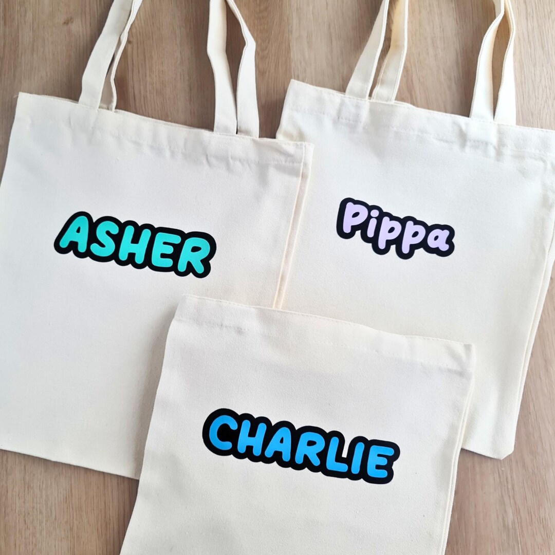 Personalised Kids Library Bag Custom Name School Book Bag for Boys ...