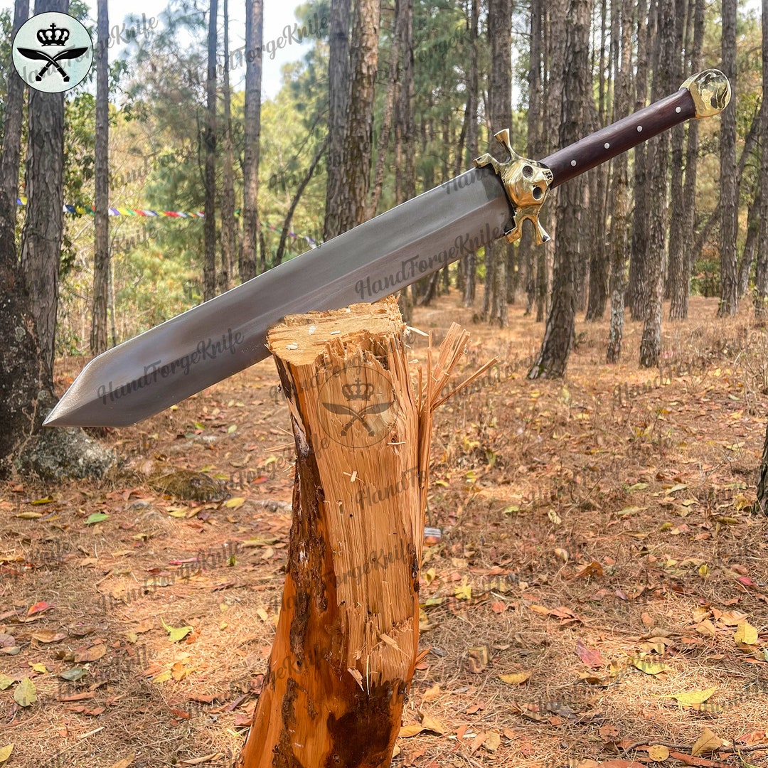 20 Inch Fixed Blade Bowie Knife With Leather Sheath Handmade Camping ...