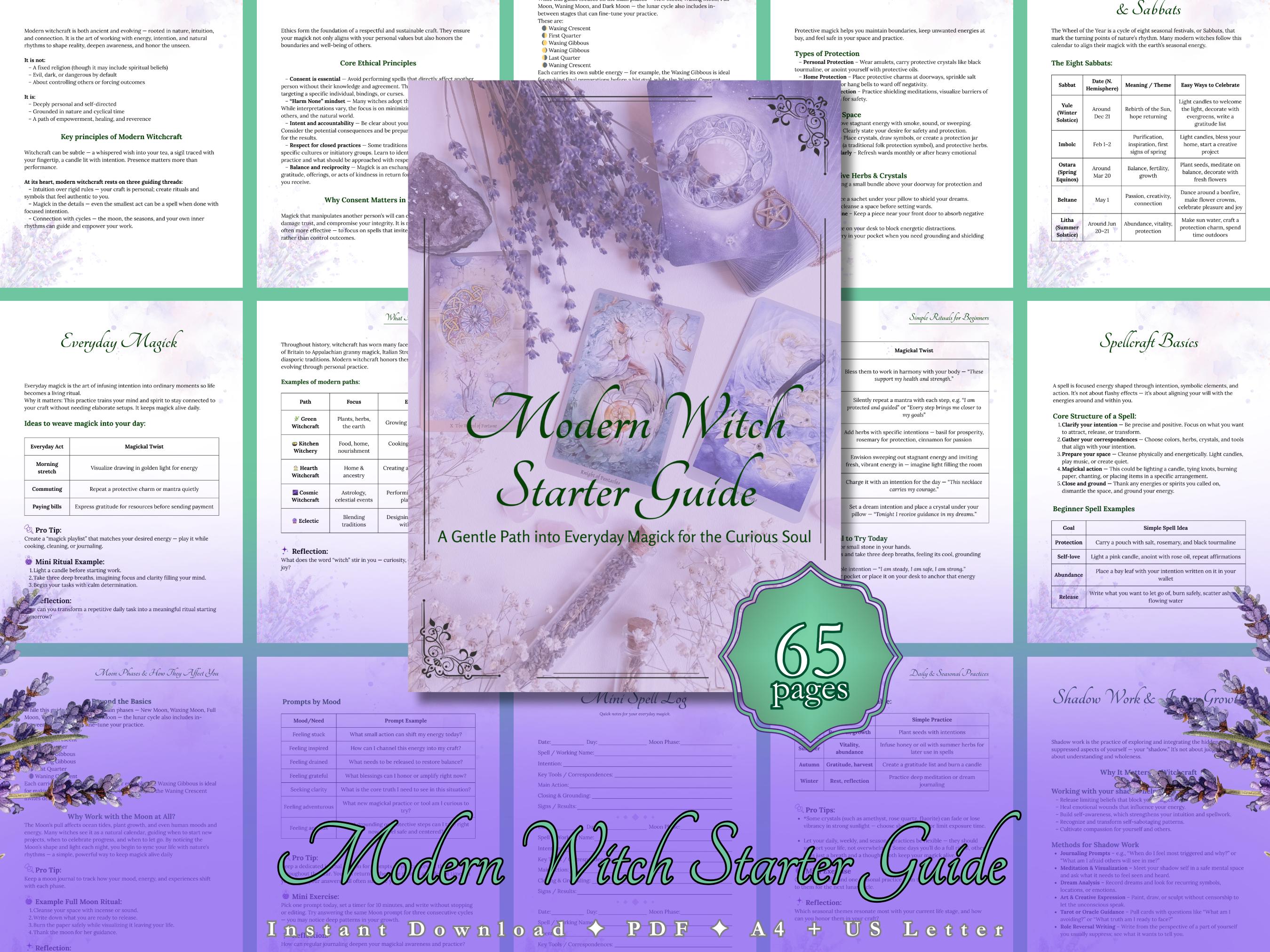 Modern Witch Starter Guide 65 Page Beginner Witchcraft Grimoire Book of ...