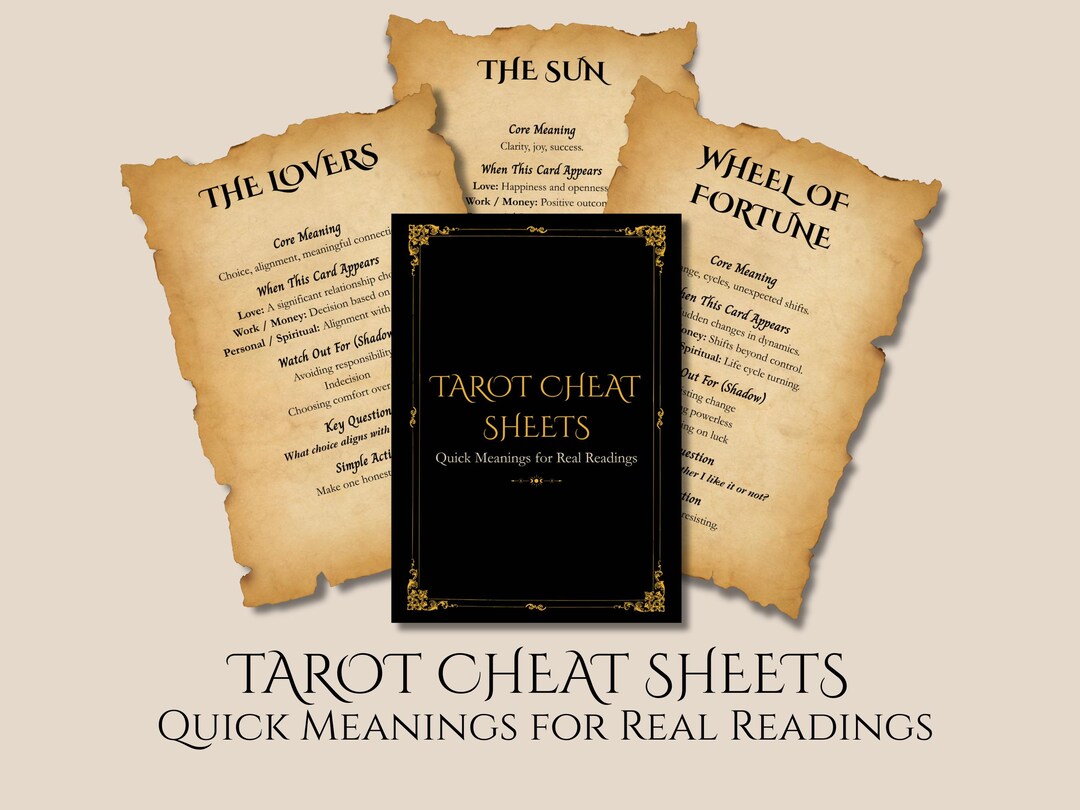 Tarot Cheat Sheet Printable Major Minor Arcana Meanings Quick Reference ...