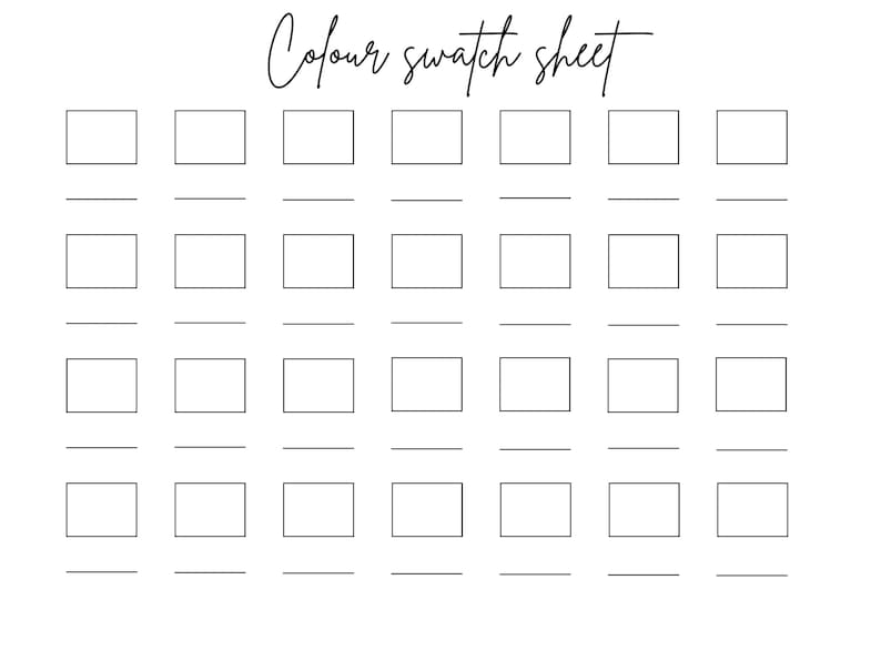 Colour Swatch Sheet - Etsy