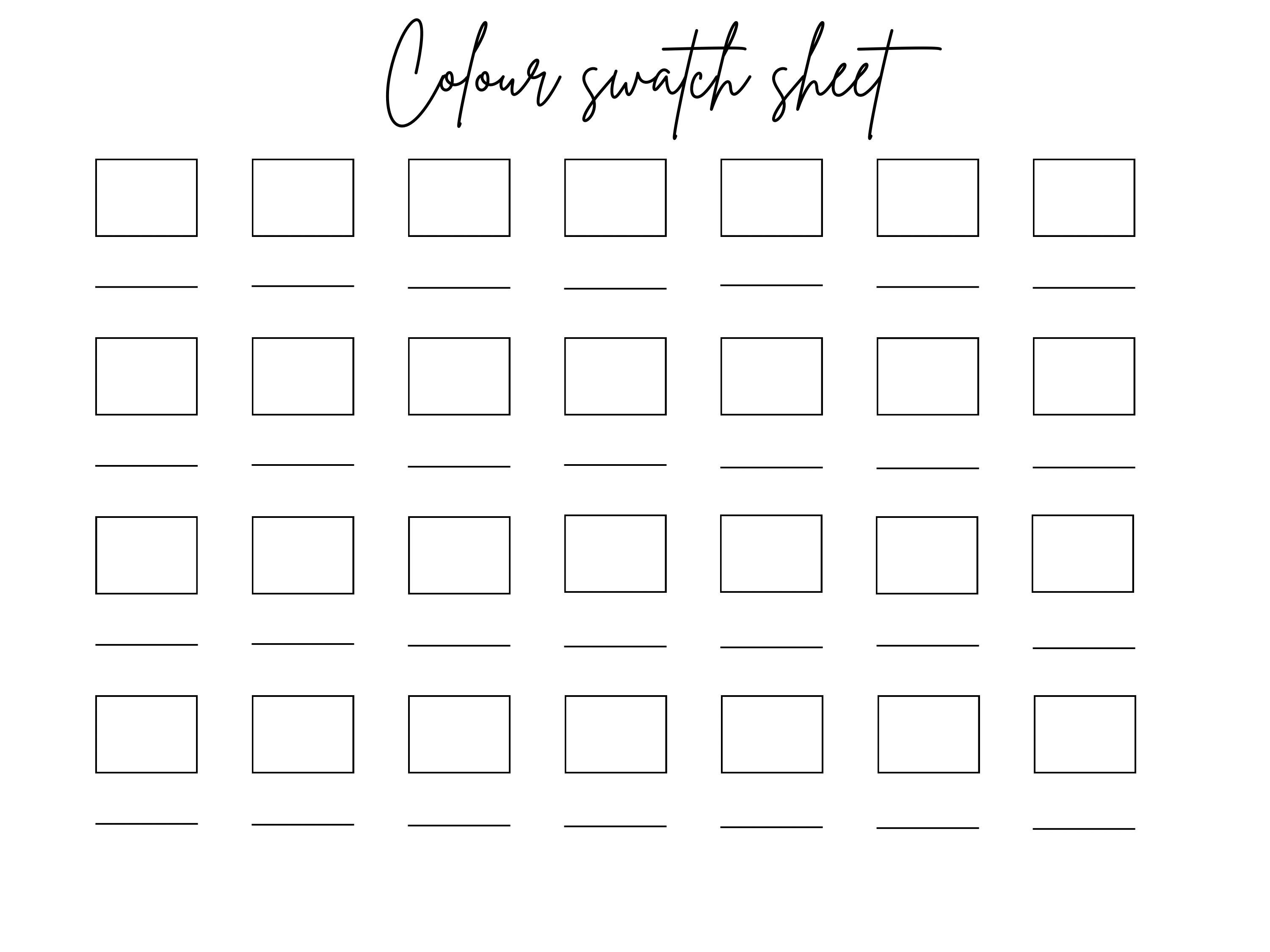 Colour Swatch Sheet - Etsy