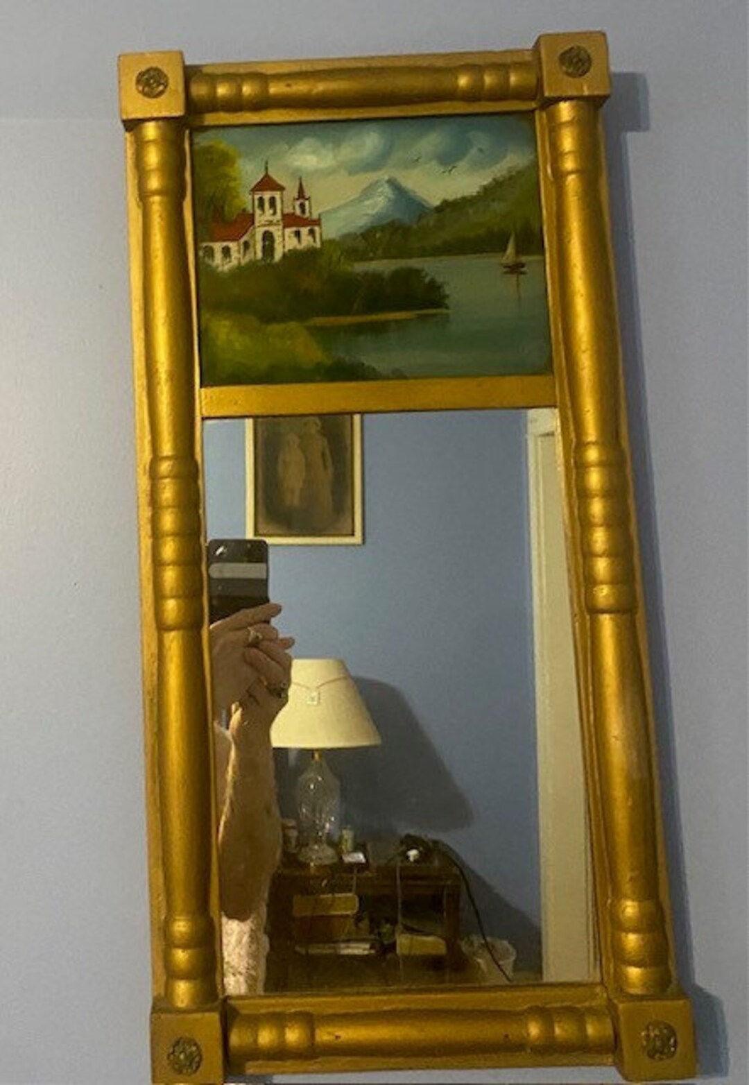 Antique Split Column Reverse Painted Mirror - Etsy