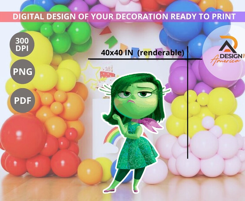Inside Out Disgust Cutout, Inside Out Decoration, Inside Out Decoration ...