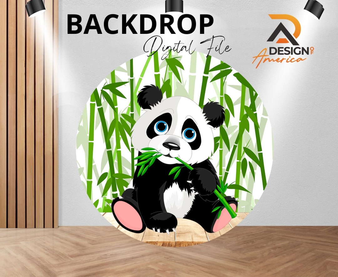 Round Panda Theme Kids Photography Backdrop Bamboo Decoration Circle ...