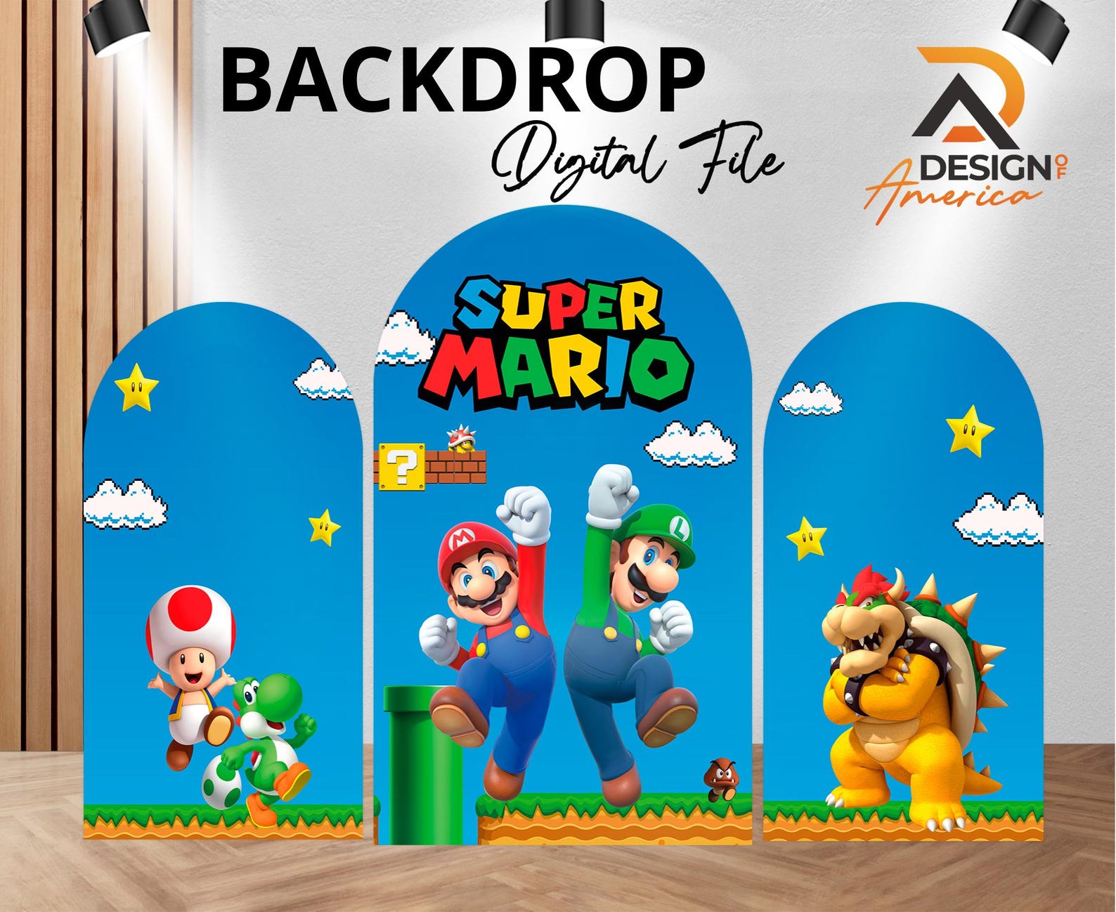 Backdrop Super Mario Bros - Super Mario Bros Birthday Party Decor ...