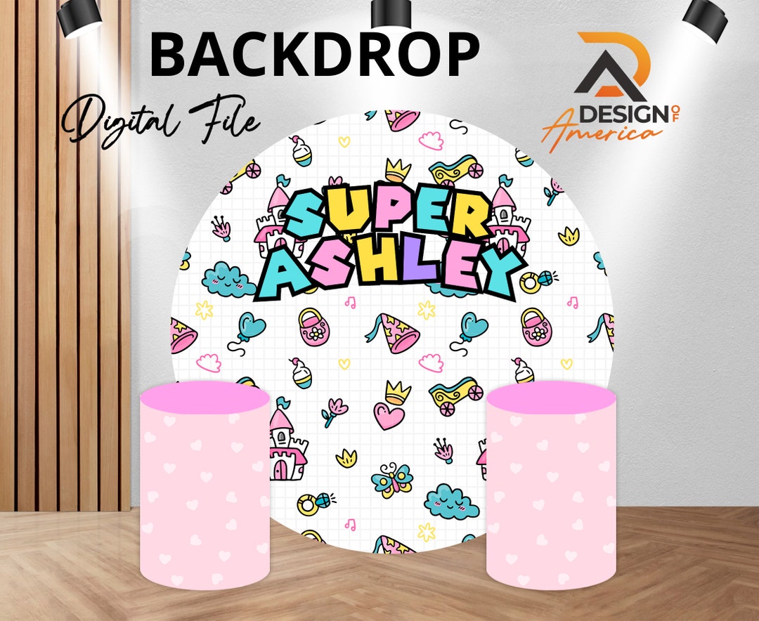 Peach Princess Backdrops - Prop - Cutout - Bundle- Template - Party ...