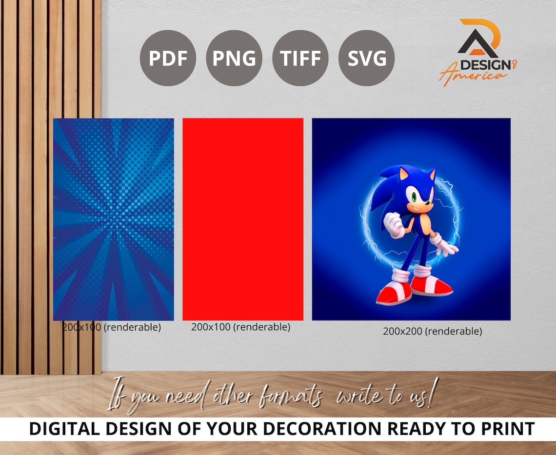Backdrop Sonic - Sonic Birthday Party Decor, Sonic Cutout Decor Digital ...