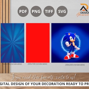 Backdrop Sonic - Sonic Birthday Party Decor, Sonic Cutout Decor Digital ...