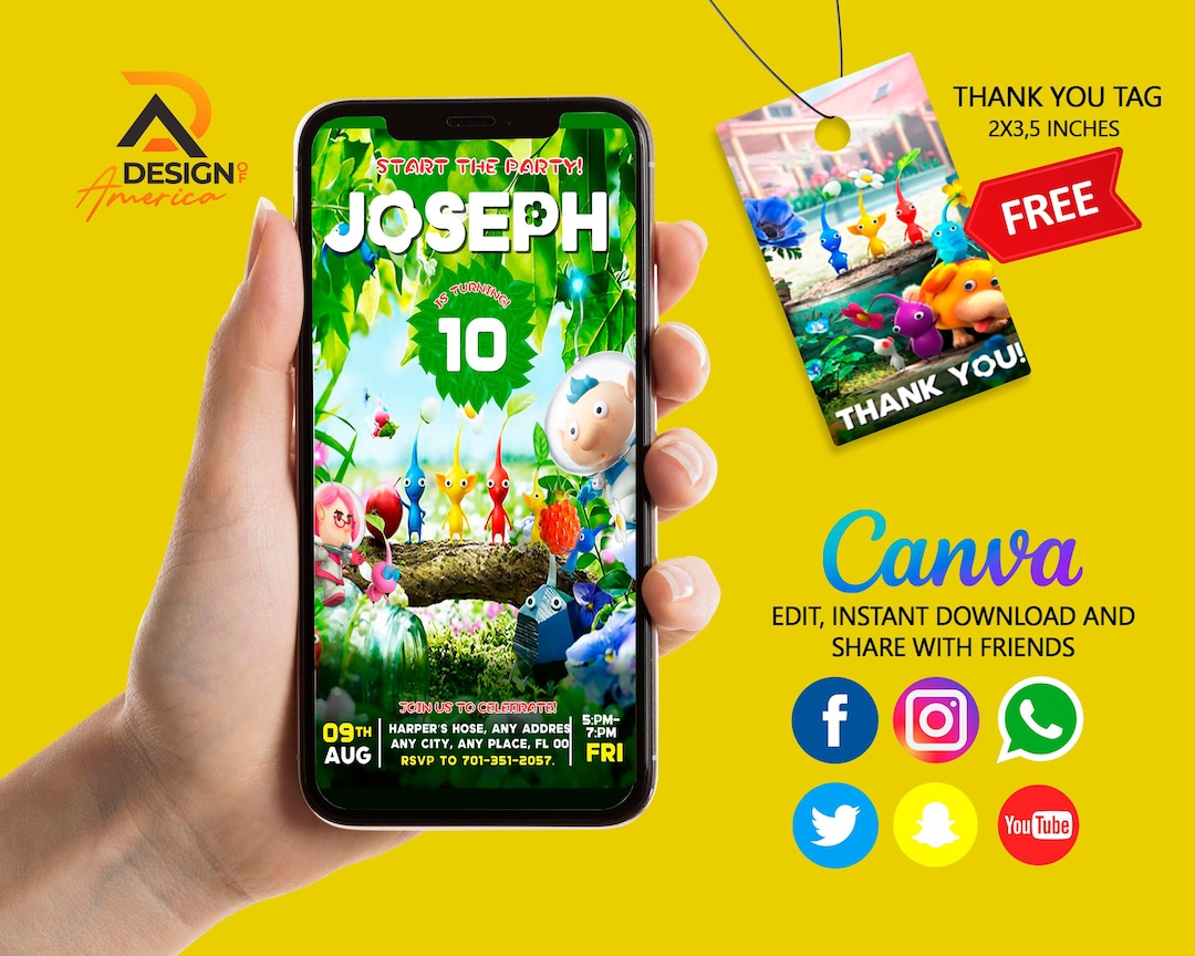 Editable Mobile Game Birthday Invitation Template, Birthday Party ...