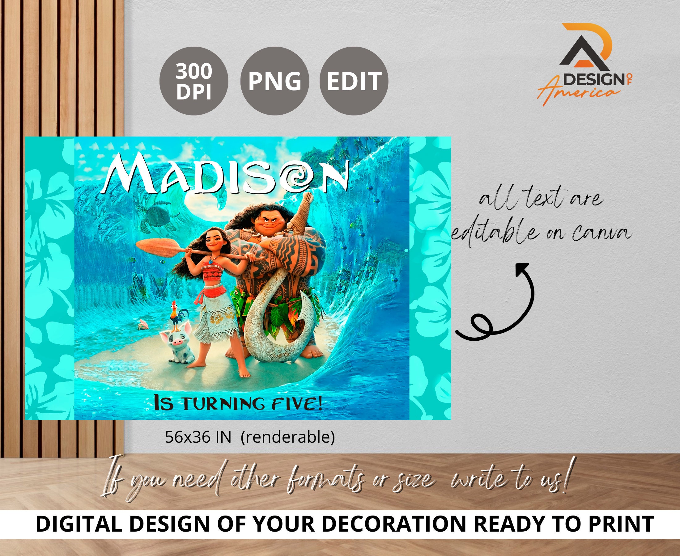 Moana Backdrop Moana Banner Moana Printable Backdrop Digital File Printable Etsy