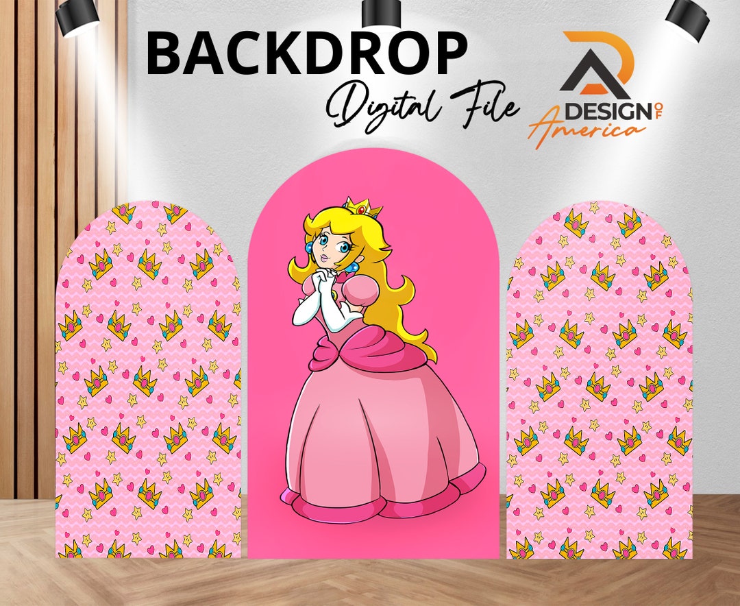 Peach Princess Backdrops - Prop - Cutout - Bundle- Template - Party ...