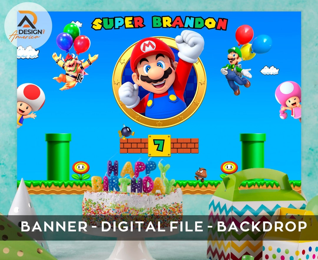 Super Super Mario Backdrop, Super Mario Banner, Super Mario Printable ...