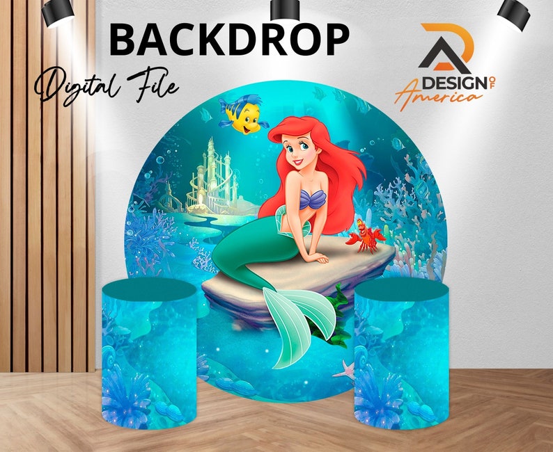 Backdrop Ariel - the Little Mermaid - Ariel Cutout Decor Digital ...