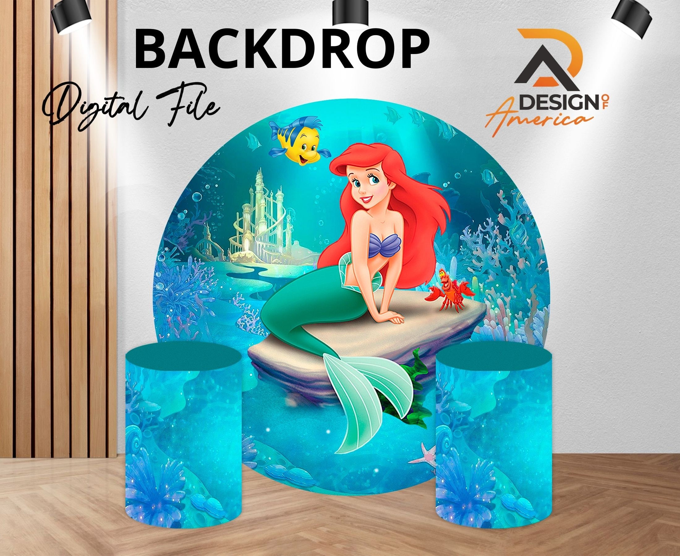Backdrop Ariel - the Little Mermaid - Ariel Cutout Decor Digital ...