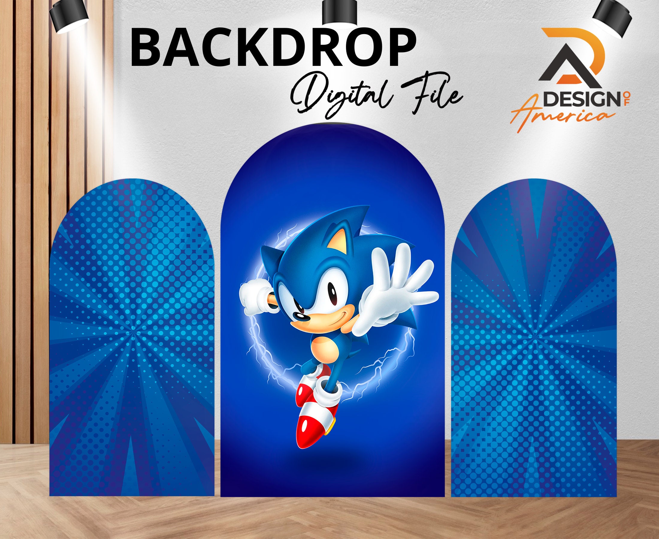 Sonic Backdrop - Sonic Birthday Party Decor, Sonic Cutout Decor Digital ...