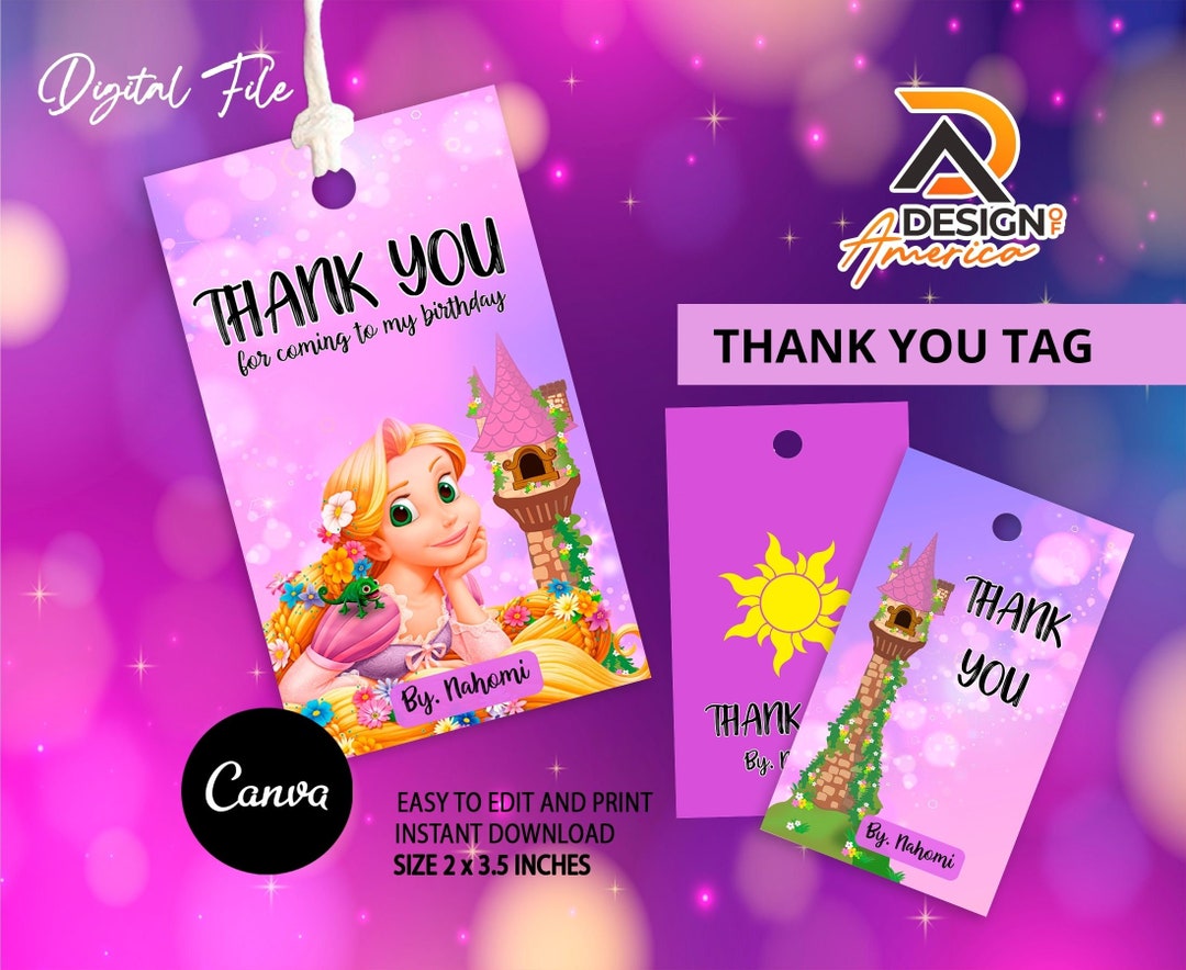 Editable Rapunzel Tangled Favor Tag | Printable Birthday Gift Tag ...
