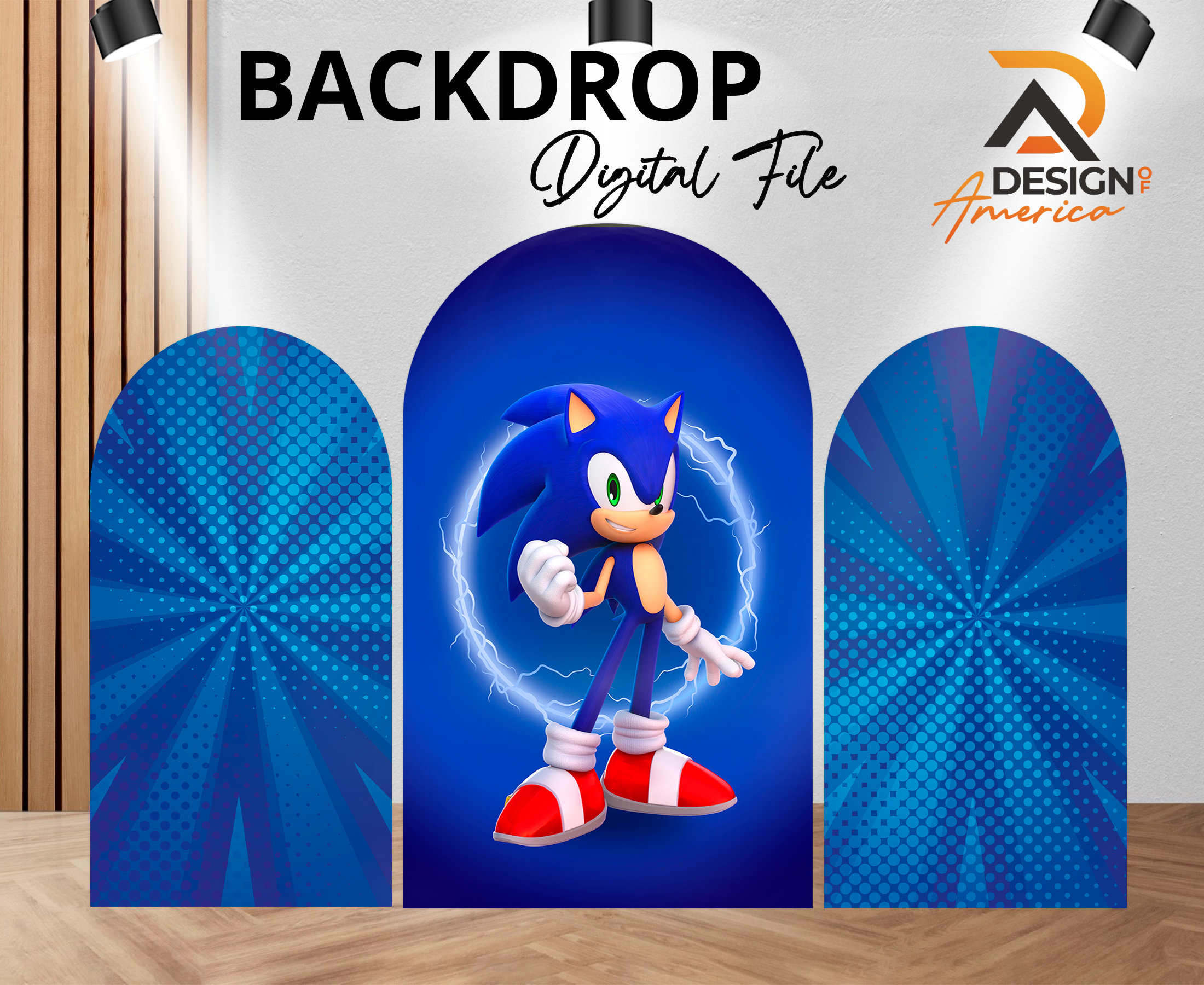 Sonic Backdrop - Sonic Birthday Party Decor, Sonic Cutout Decor Digital ...