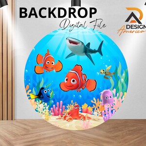 Nemo Fish Decoration Circle Backdrop Birthday Party Custom Background ...