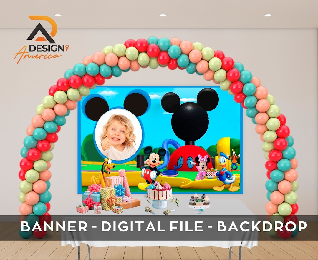 Mickey Mouse Backdrop, Mickey Mouse Banner, Mickey Mouse Printable ...
