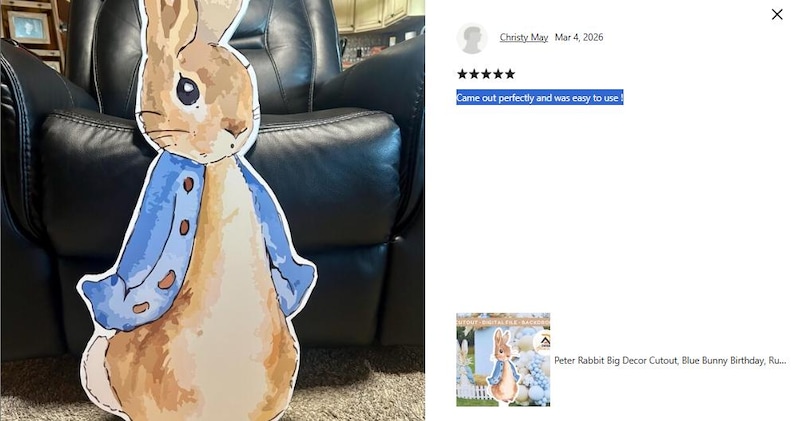 Peter Rabbit Big Decor Cutout, Blue Bunny Birthday, Rustic Flopsy Bunny ...