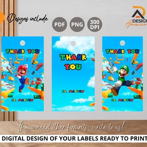 Editable Super Mario Favor Tag | Printable Birthday Gift Tag | Kids ...
