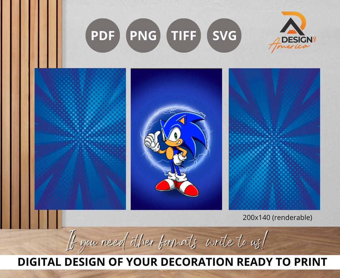 Backdrop Sonic - Sonic Birthday Party Decor, Sonic Cutout Decor Digital ...