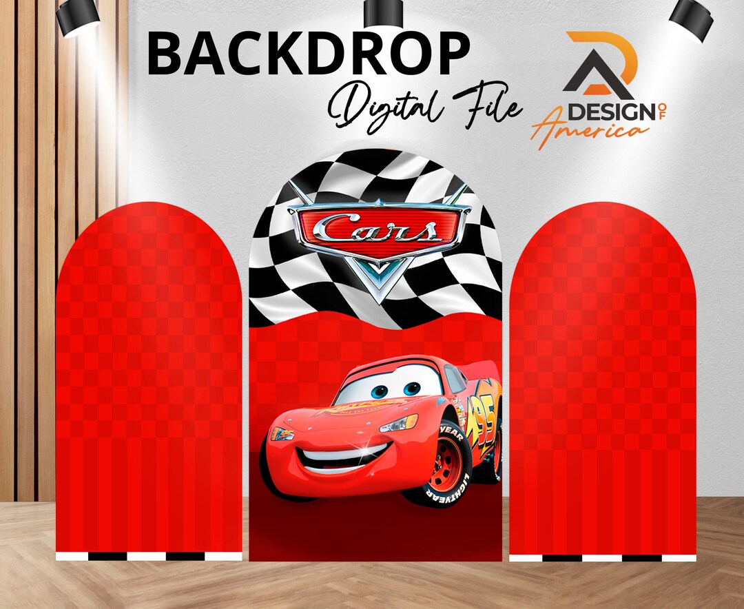 Backdrop Cars - Cars Birthday Party Decor, Pig Cutout Decor Digital ...