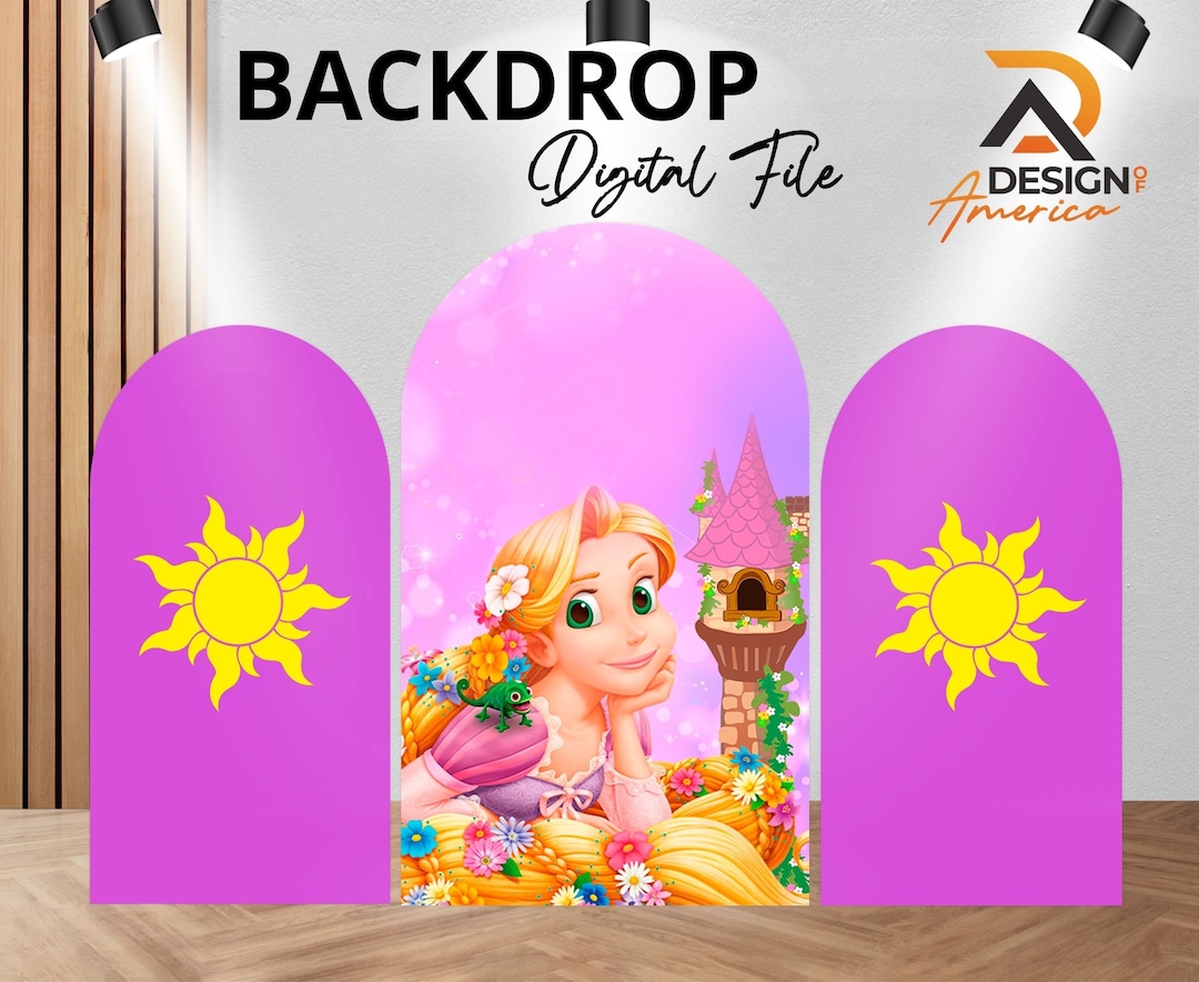 Backdrop Tangled Rapunzel - Tangled Rapunzel Birthday Party Decor ...