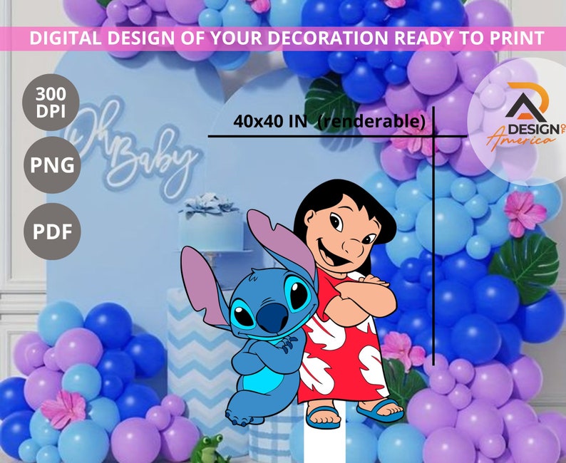 Lilo and Stitch Cutout, Lilo and Stitch Big Decor, Party Decoration ...