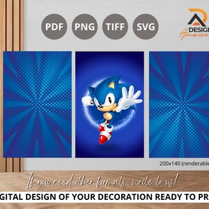 Sonic Backdrop - Sonic Birthday Party Decor, Sonic Cutout Decor Digital ...