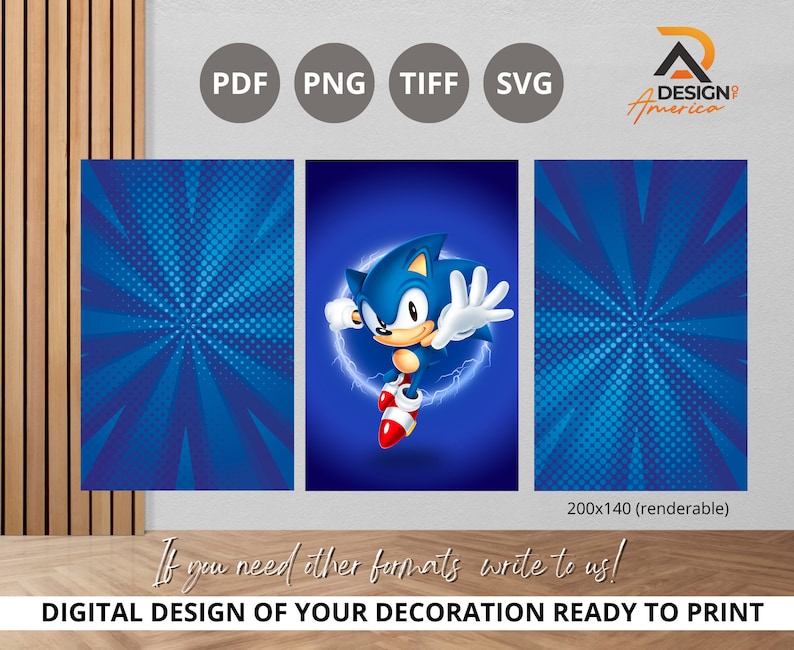 Sonic Backdrop - Sonic Birthday Party Decor, Sonic Cutout Decor Digital ...