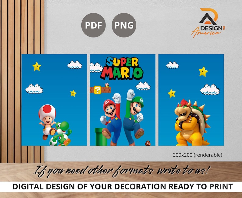 Backdrop Super Mario Bros - Super Mario Bros Birthday Party Decor ...
